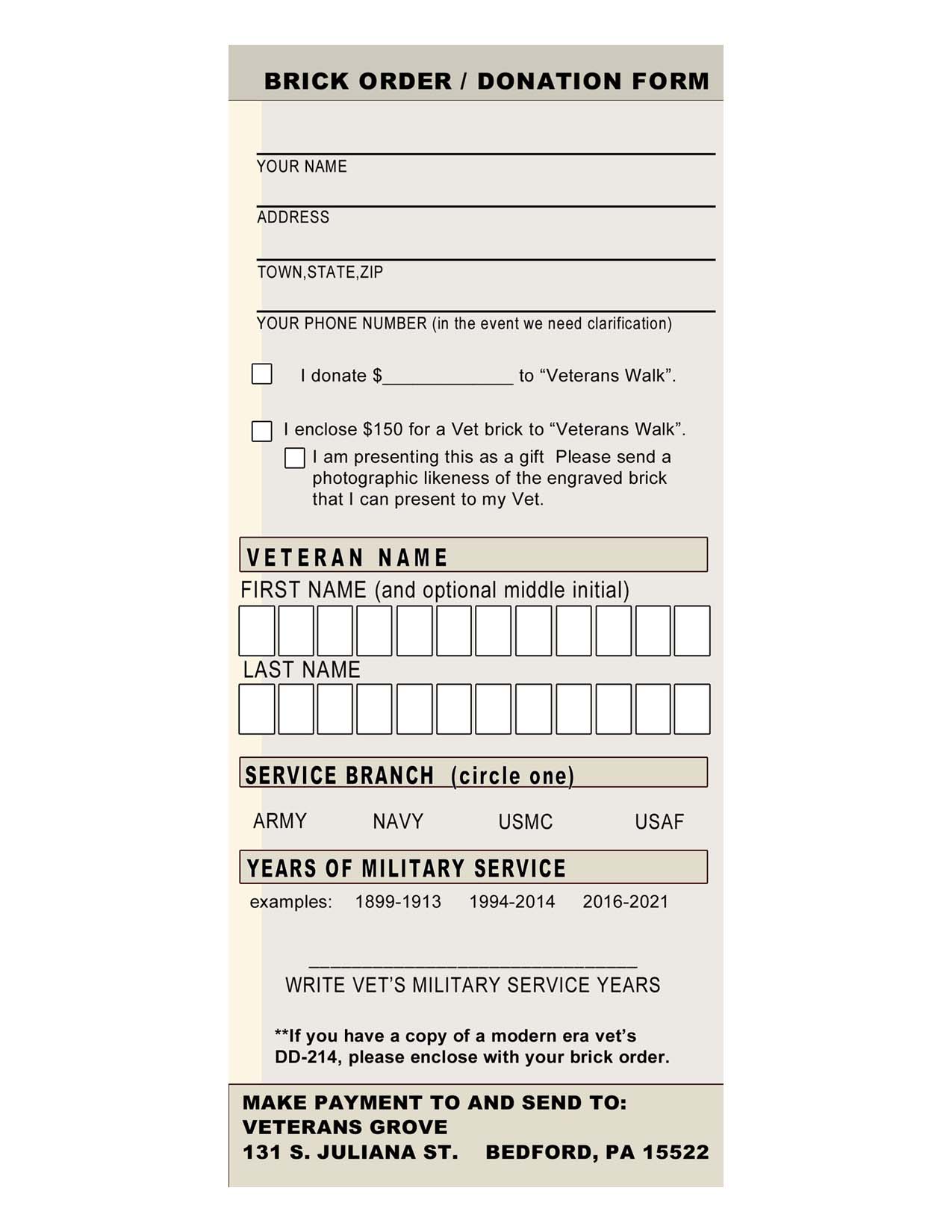 Veterans Walk - Veterans Grove